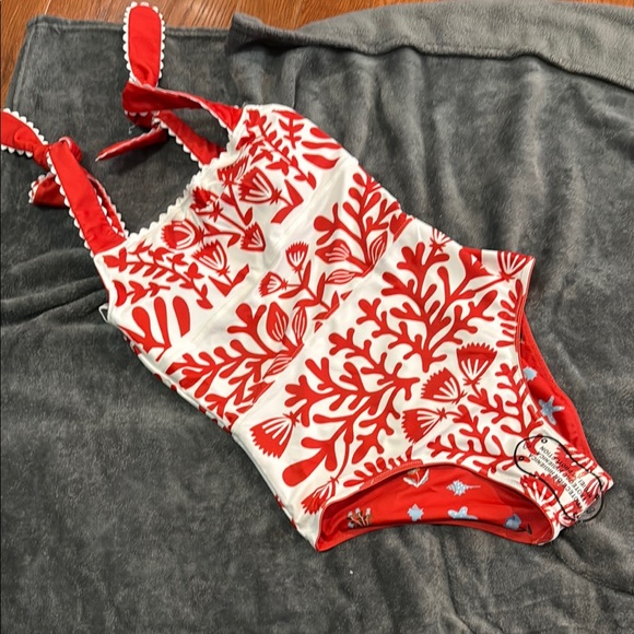 Jessie Zhao | Swim | Red And White Floral Reversible Swimsuit | Poshmark